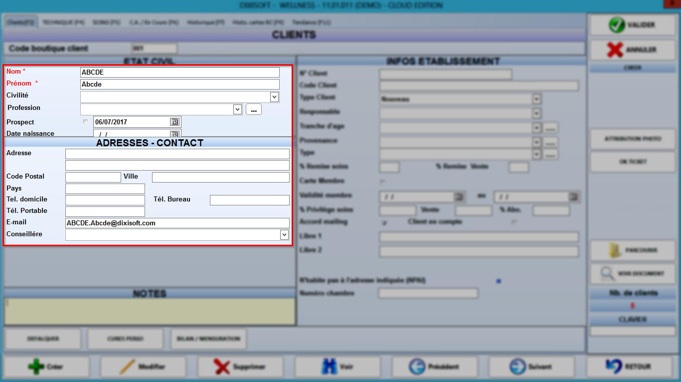 Créer un nouveau client (particulier). – Dixisoft