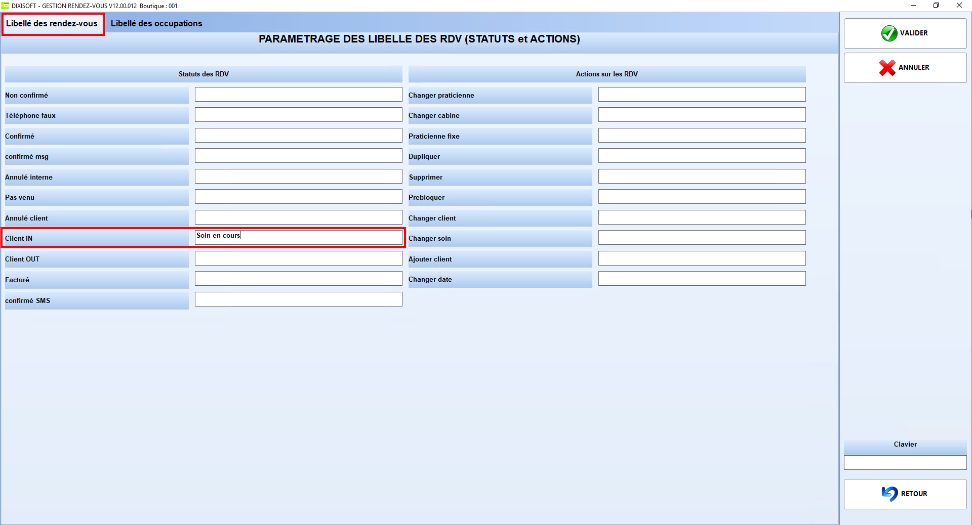 Modifier le nom d'un statut ou d'une occupation – Dixisoft