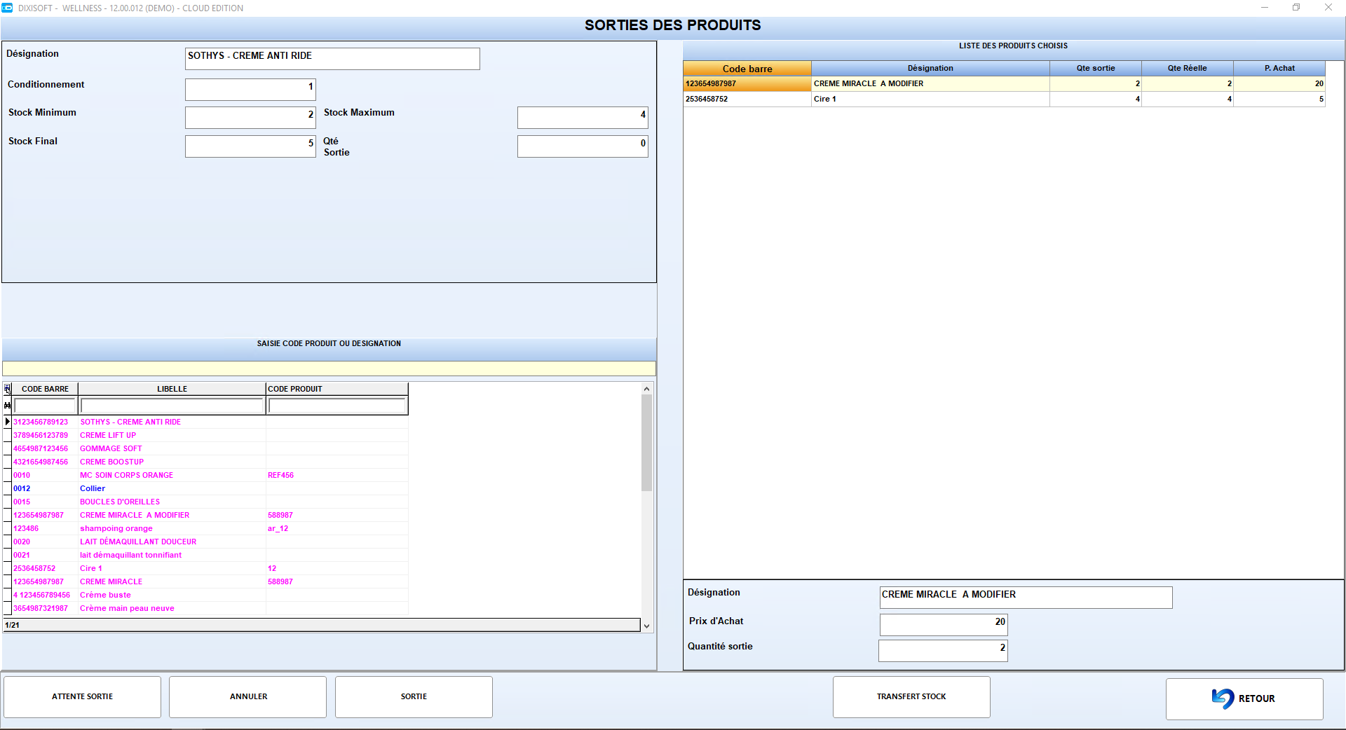 Gérer la sortie des produits – Dixisoft